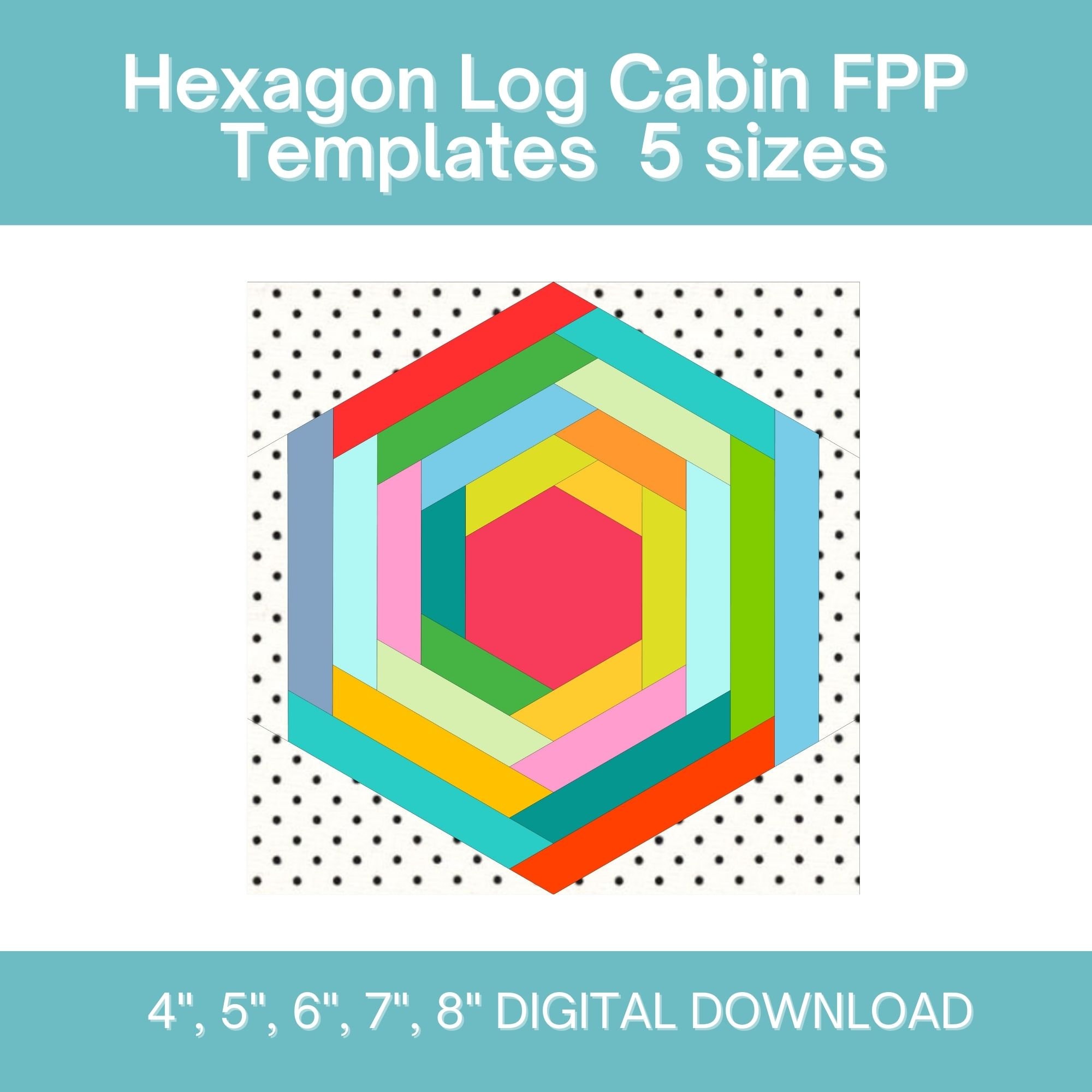 Hexagon Log Cabin FPP Foundation Paper Piecing Quilt Block Pattern ...