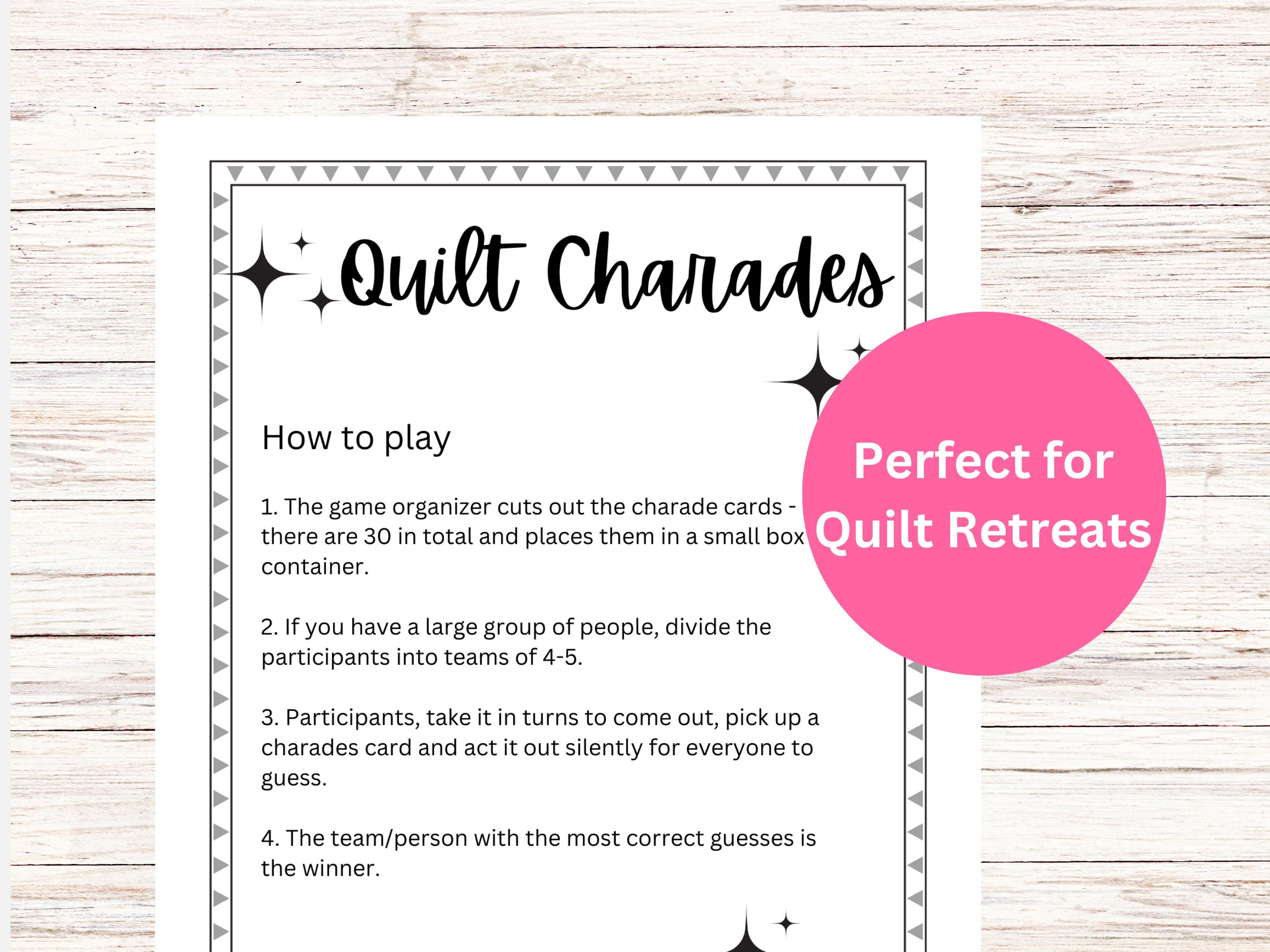 Quilt Charades Printable Digital Download Quilt Retreat Game Digital ...