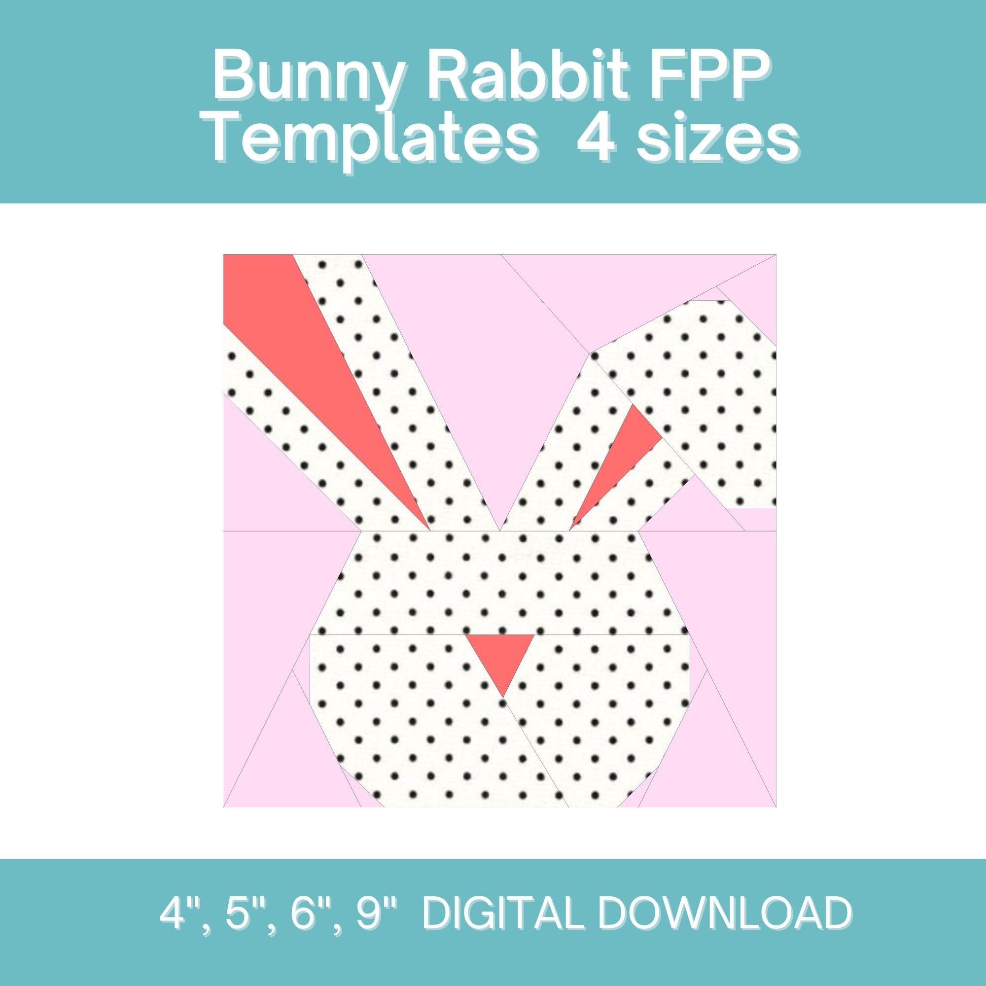 Bunny Rabbit Easter FPP Foundation Paper Piecing Quilt Block Pattern ...