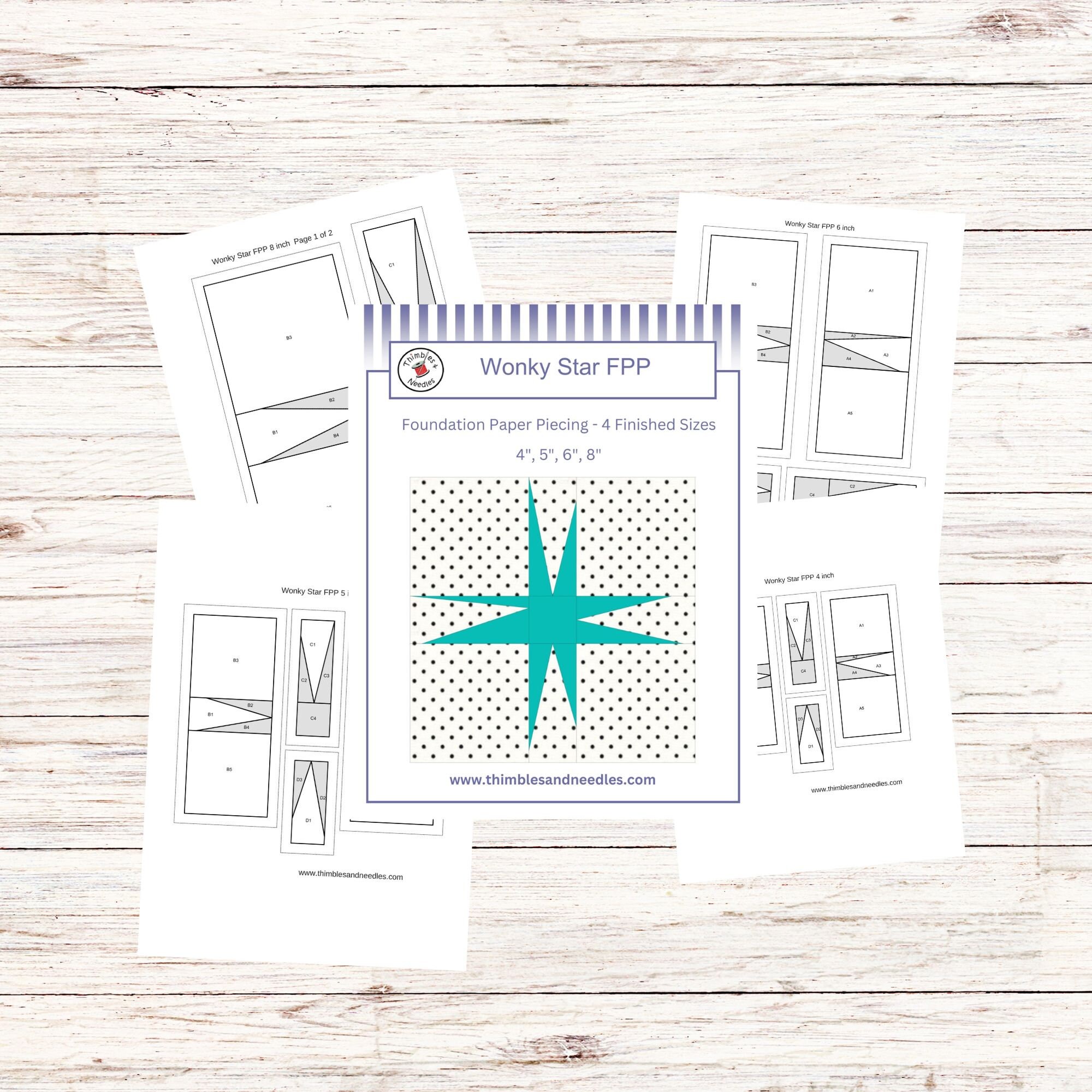Wonky Star FPP Foundation Paper Piecing Quilt Block Pattern Digital ...