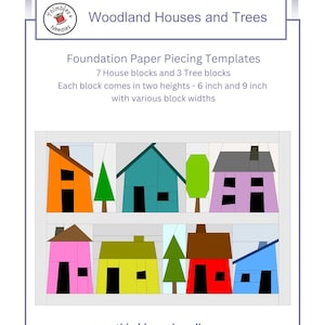 Woodland Houses and Trees FPP Foundation Paper Piecing Quilt Block ...