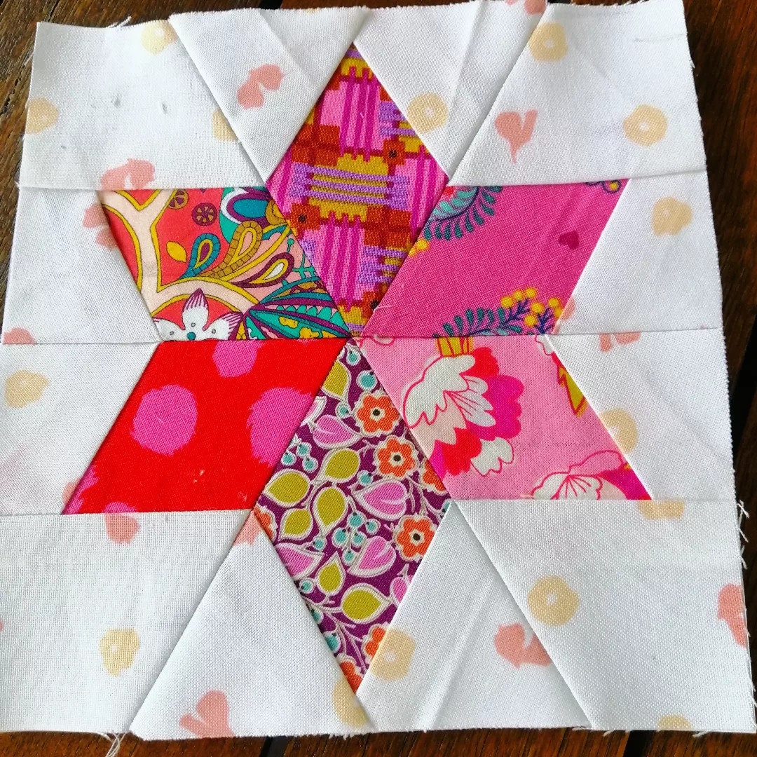 Six Pointed Star FPP Foundation Paper Piecing Quilt Block Pattern ...