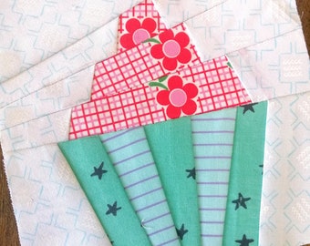Ice Cream Cone Quilt Block, FPP Block Pattern, Modern Foundation Paper ...