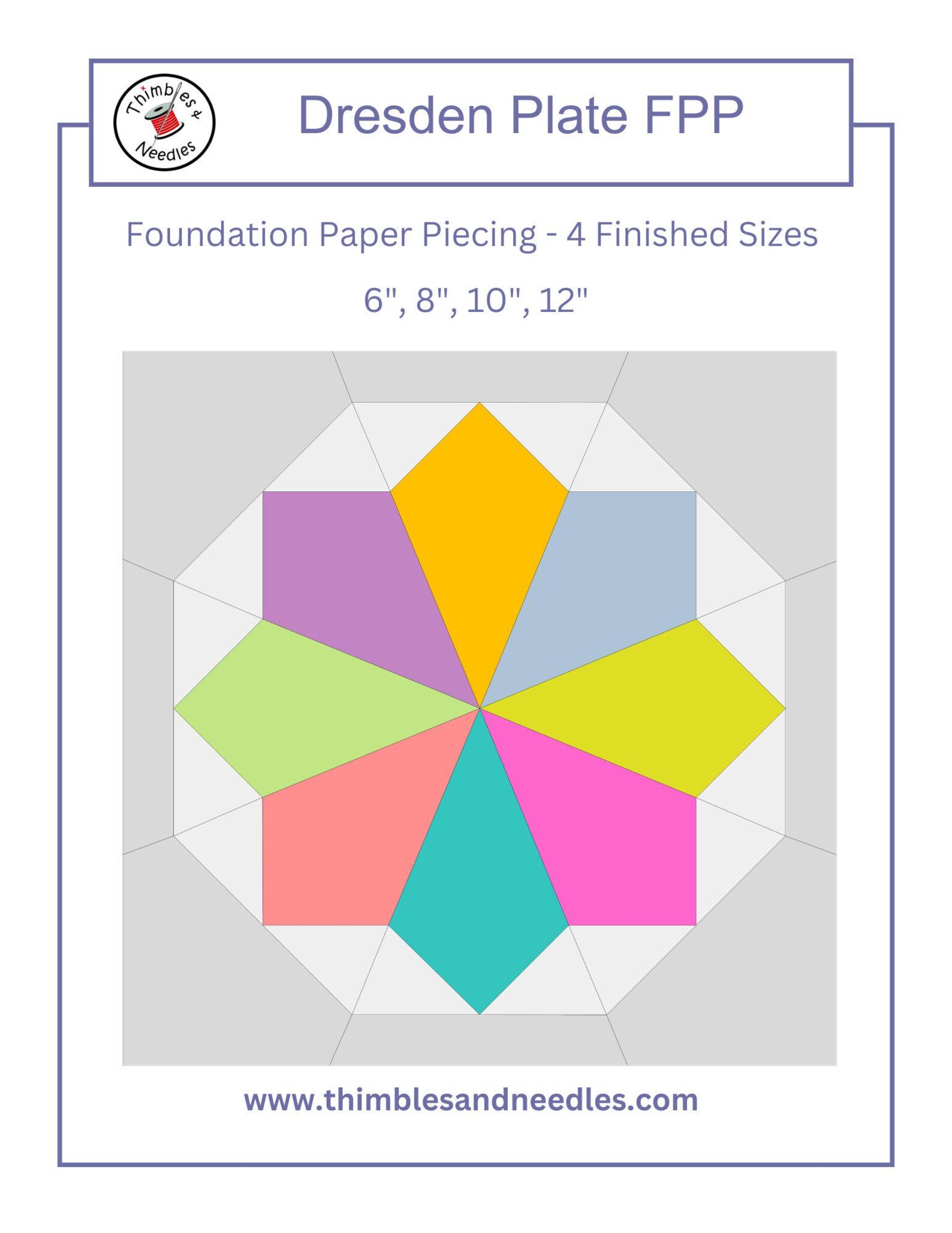 Dresden FPP Foundation Paper Piecing Quilt Block Pattern Digital ...