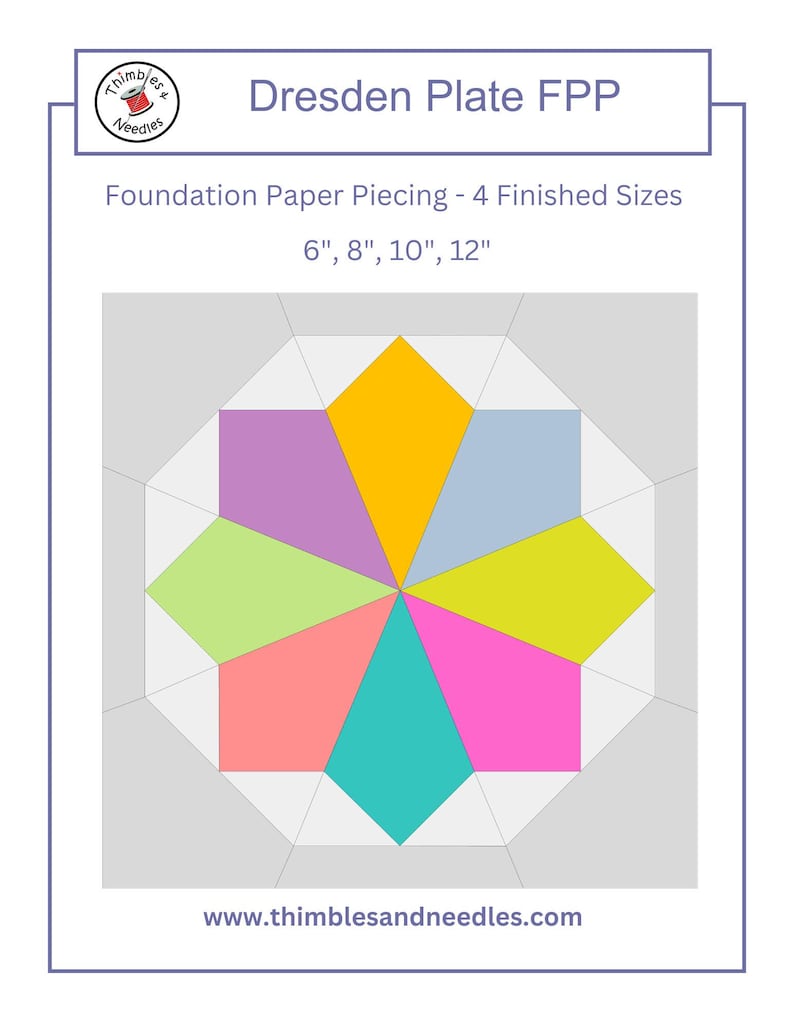 Dresden FPP Foundation Paper Piecing Quilt Block Pattern Digital ...