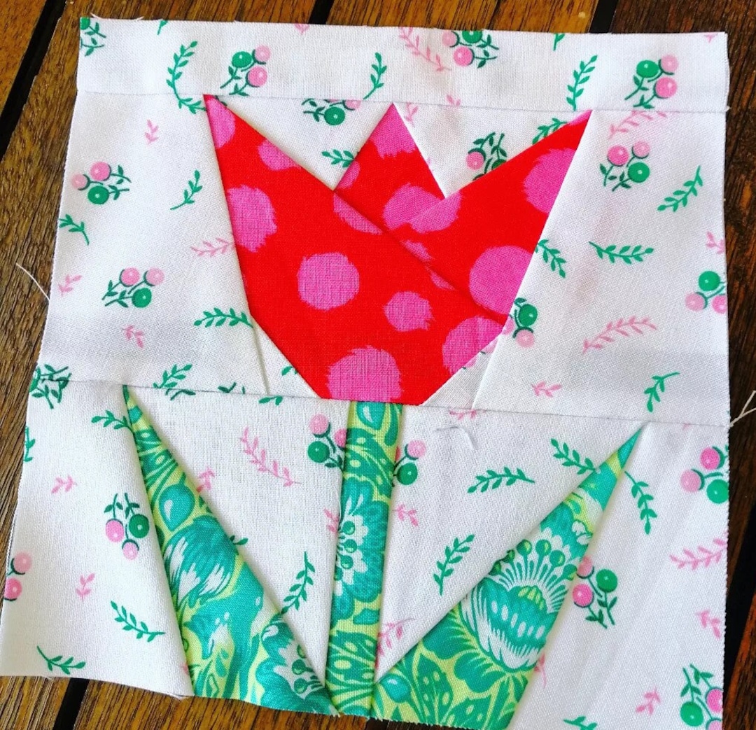 Tulip FPP Foundation Paper Piecing Quilt Block Pattern Digital Download ...