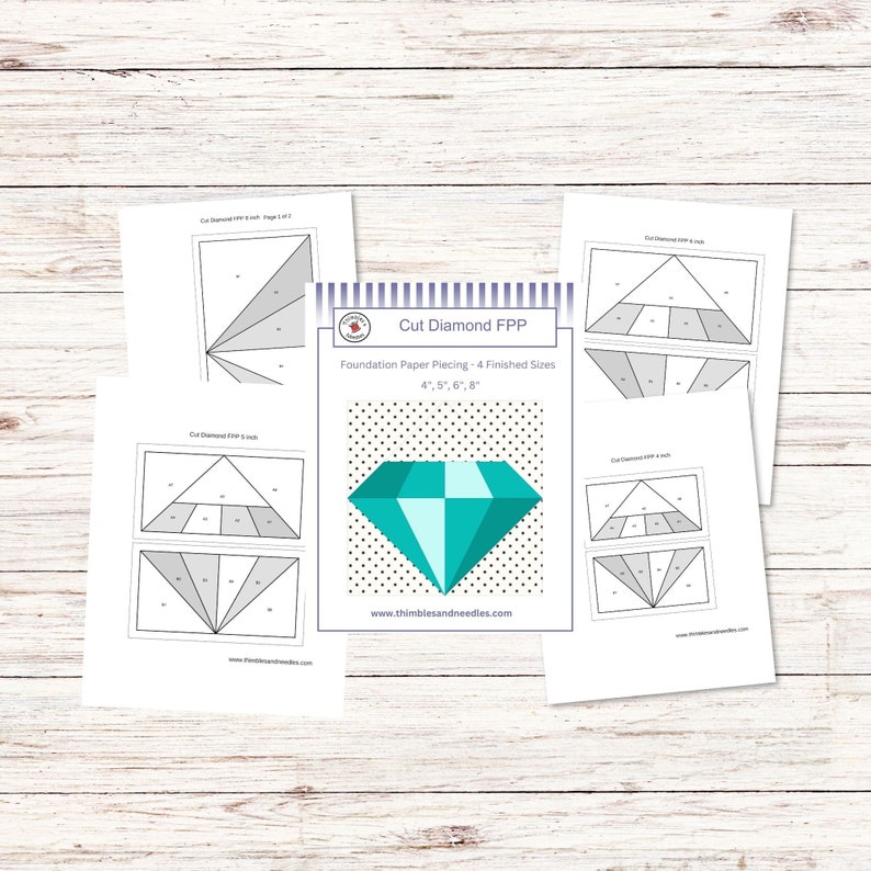 Cut Diamond FPP Foundation Paper Piecing Quilt Block Pattern Digital ...