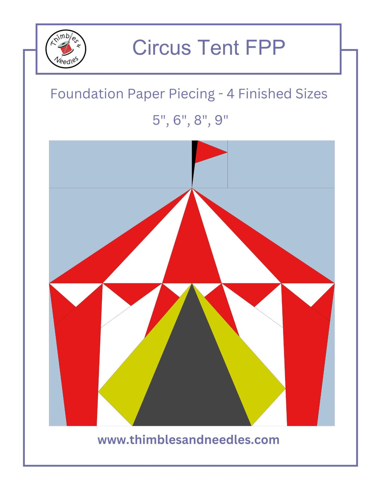 Circus Tent Foundation Paper Piecing FPP Quilt Block Pattern Digital ...