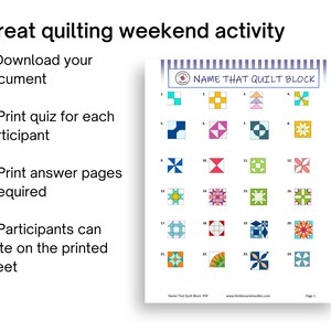 Name That Quilt Block Quiz Quilting Retreat Activity Digital Download ...