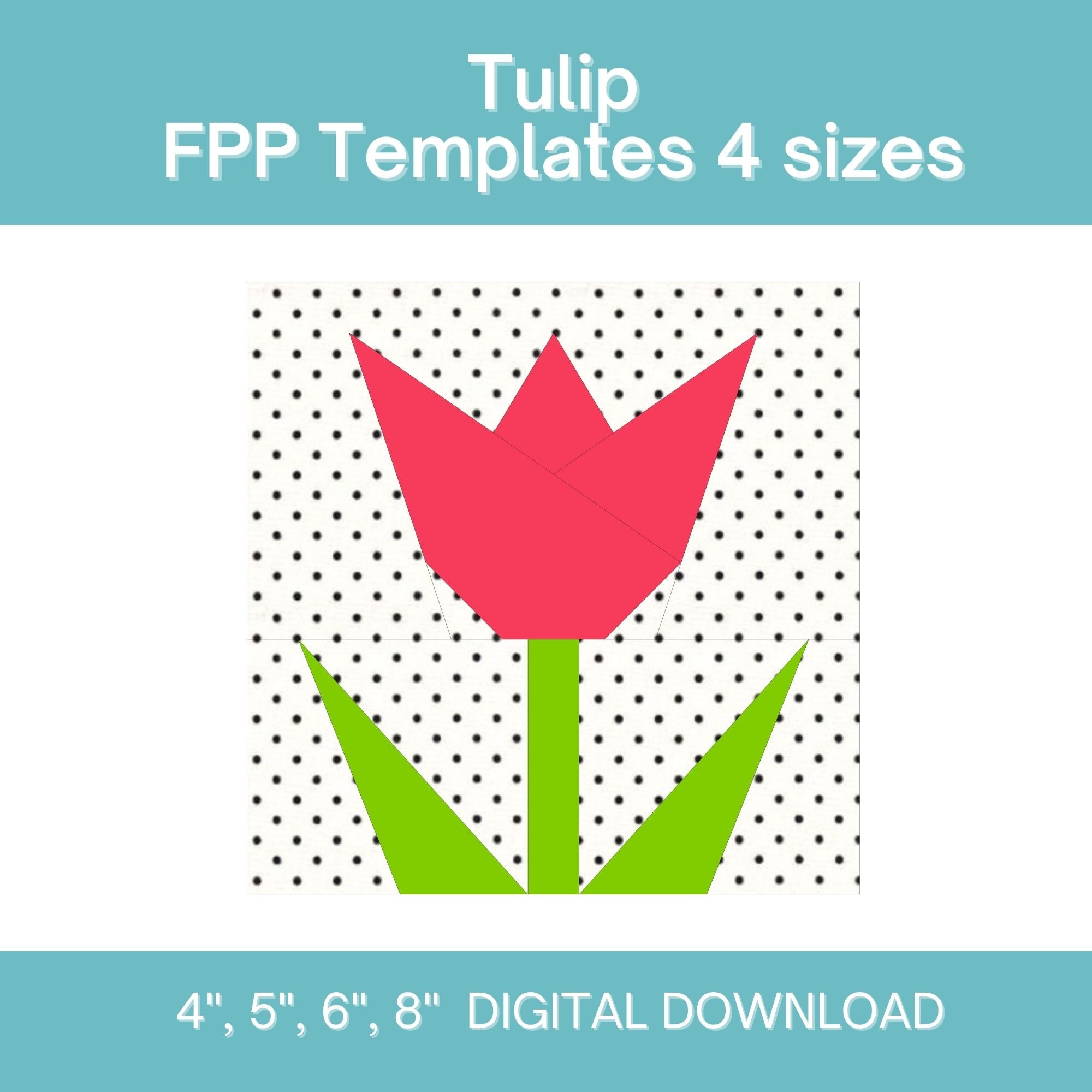 Tulip FPP Foundation Paper Piecing Quilt Block Pattern Digital Download ...