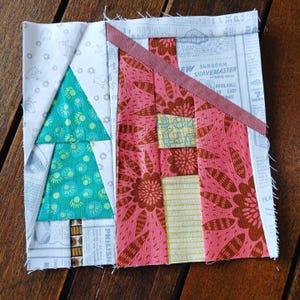 Woodland Houses and Trees FPP Foundation Paper Piecing Quilt Block ...