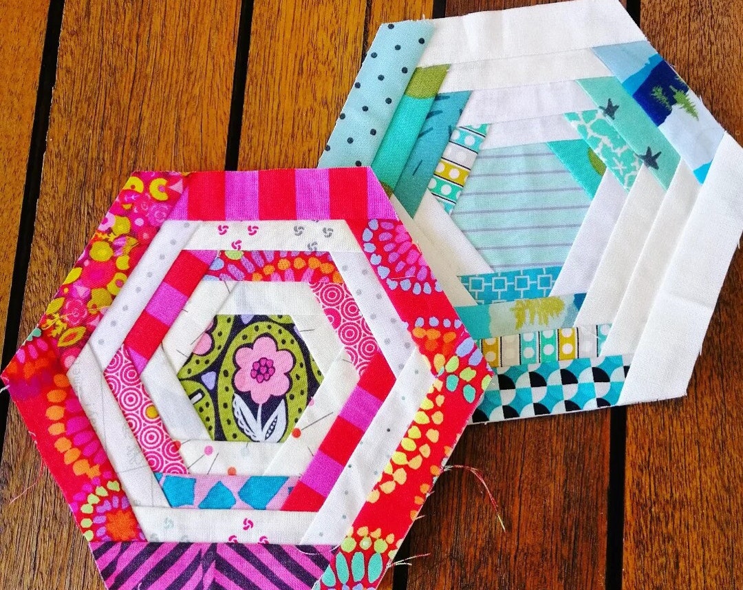 Hexagon Log Cabin FPP Foundation Paper Piecing Quilt Block Pattern ...