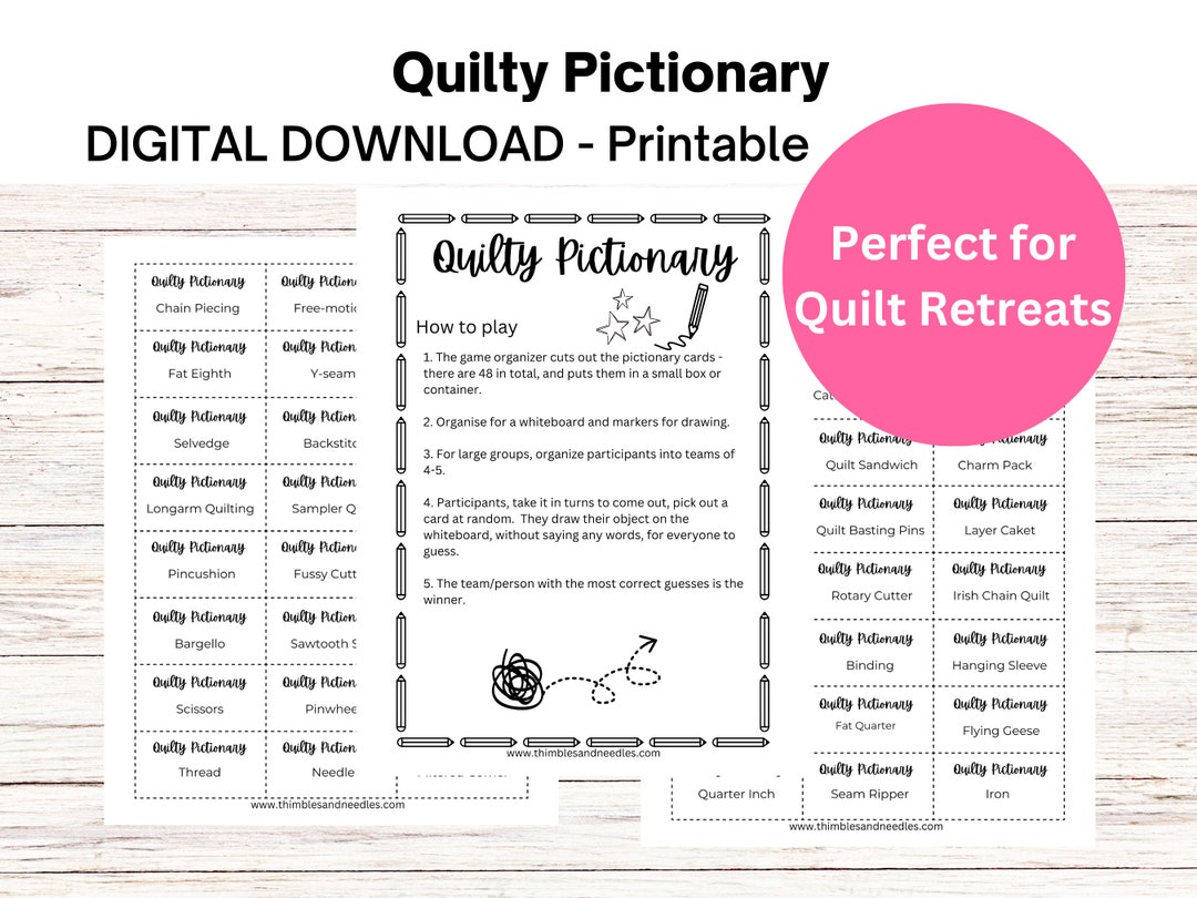 Quilt Pictionary Printable Digital Download Quilt Retreat Game Digital ...