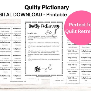 Quilt Pictionary Printable Digital Download Quilt Retreat Game Digital ...