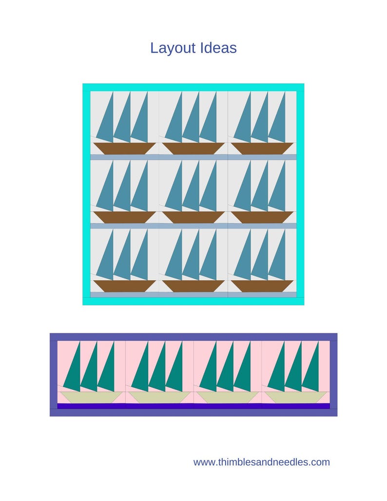 Sailboat Block 2 FPP Foundation Paper Piecing Quilt Block Pattern ...