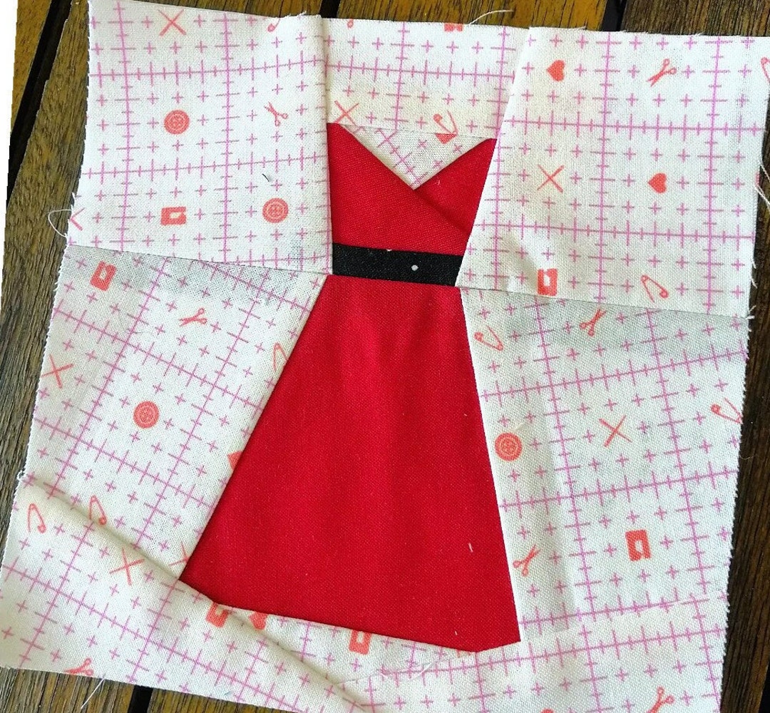 Vintage Dress FPP Foundation Paper Piecing Quilt Block Pattern Digital ...