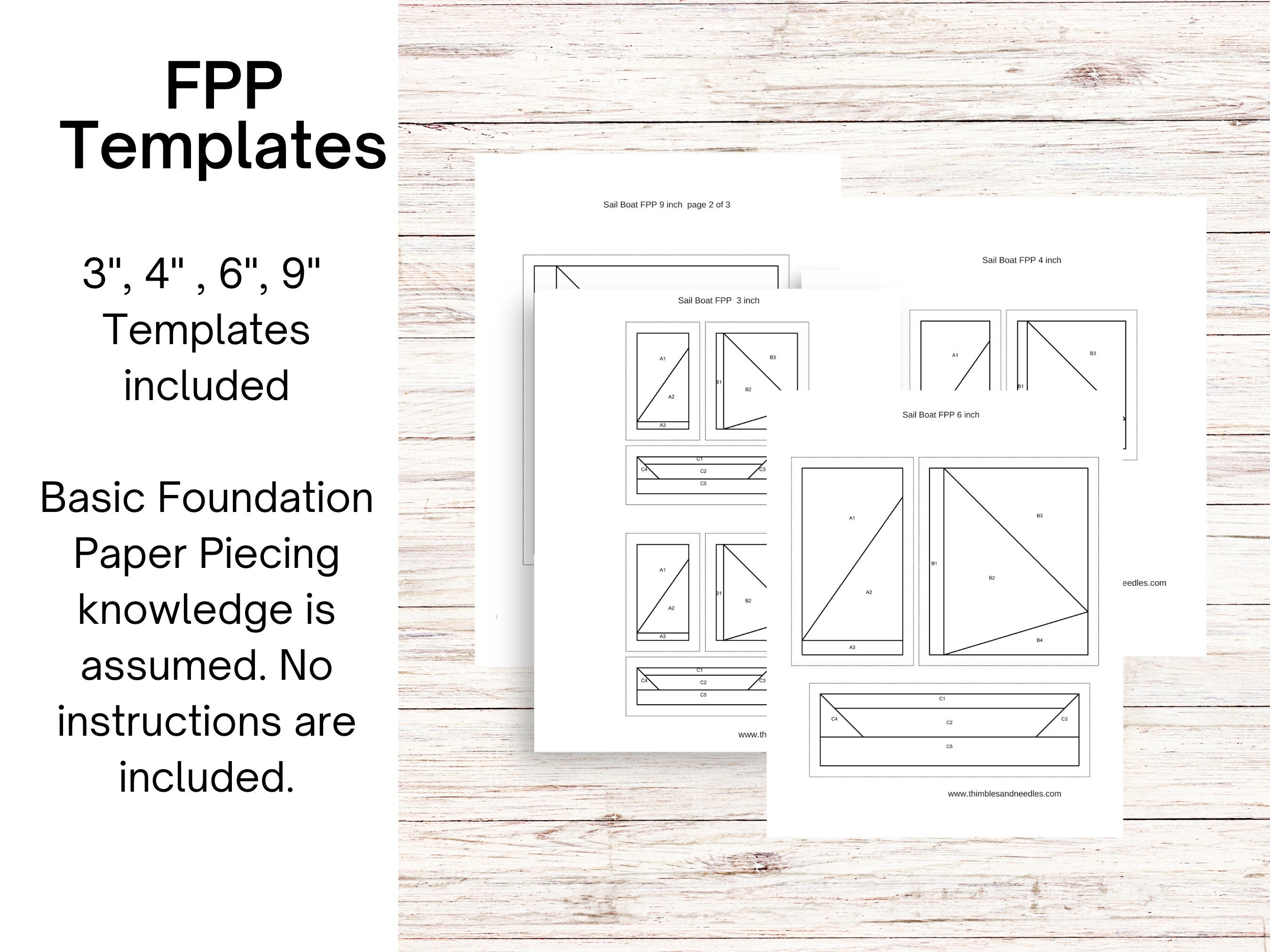 Sail Boat FPP Templates Foundation Paper Piecing Quilt Block Pattern ...