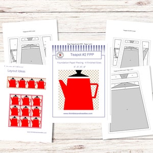 Teapot Block 2 FPP Foundation Paper Piecing Quilt Block Pattern Digital ...