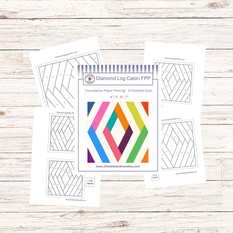 Diamond Log Cabin FPP Foundation Paper Piecing Quilt Block Pattern ...