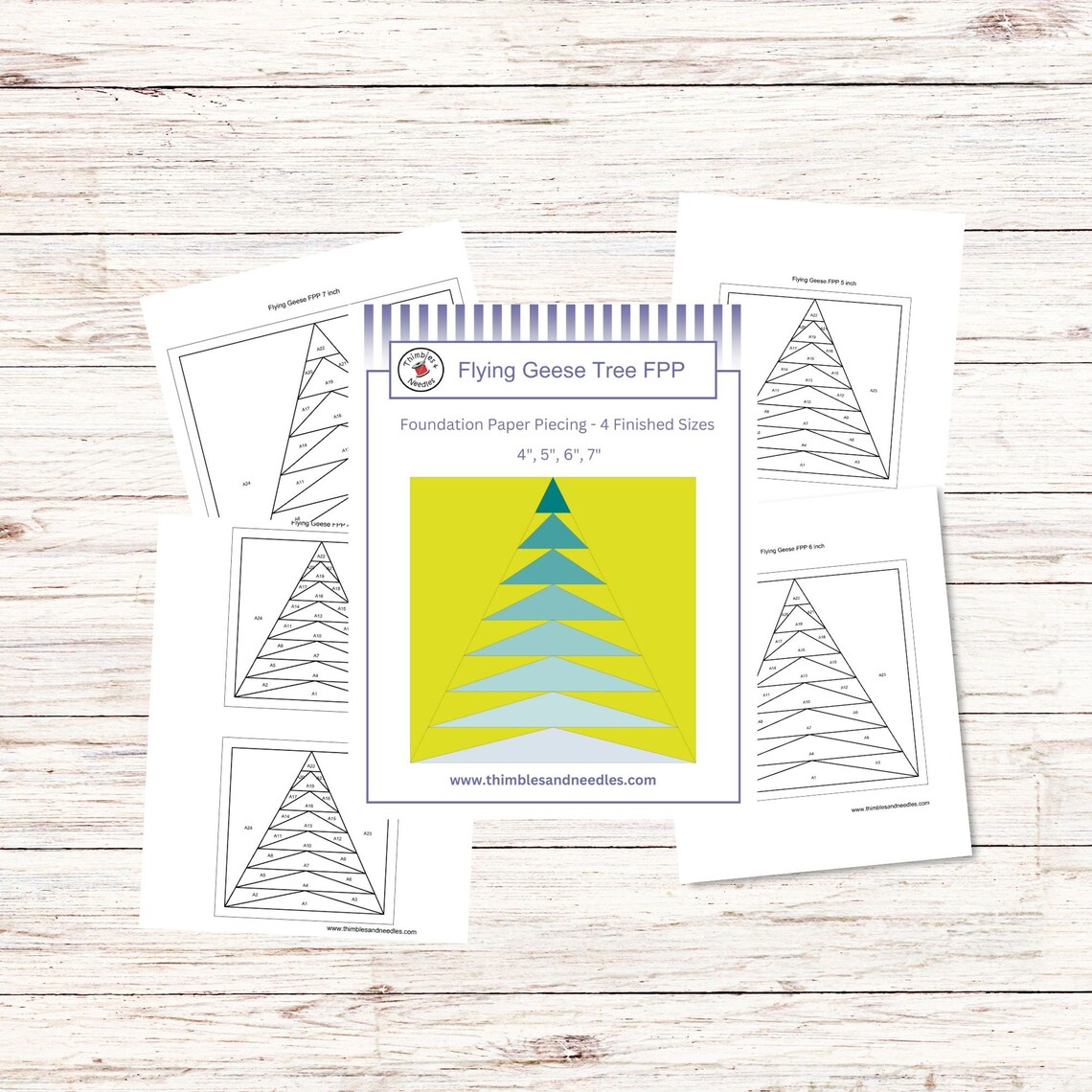 Flying Geese Tree FPP Foundation Paper Piecing Quilt Block Pattern ...