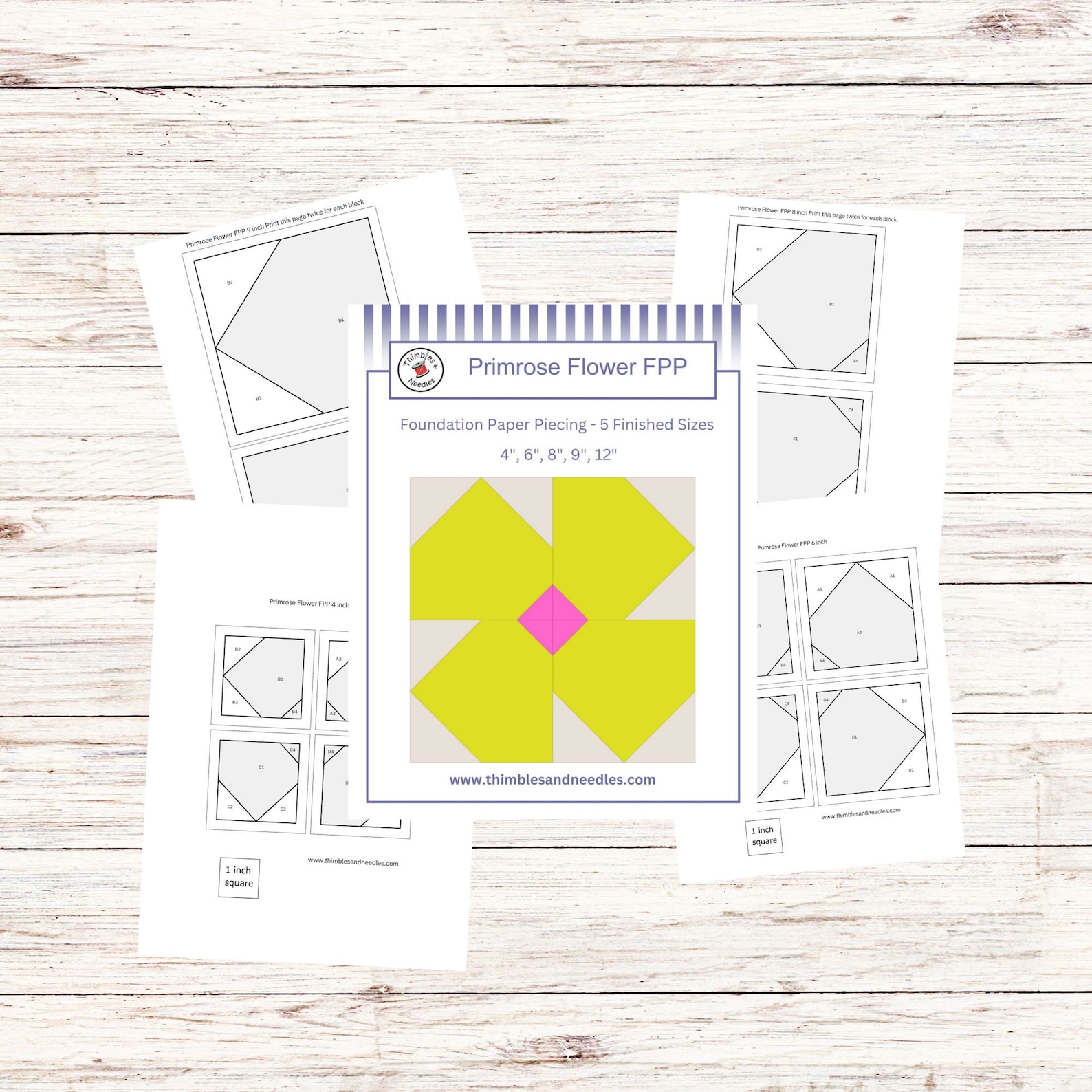 Primrose Flower FPP Foundation Paper Piecing Quilt Block Pattern ...