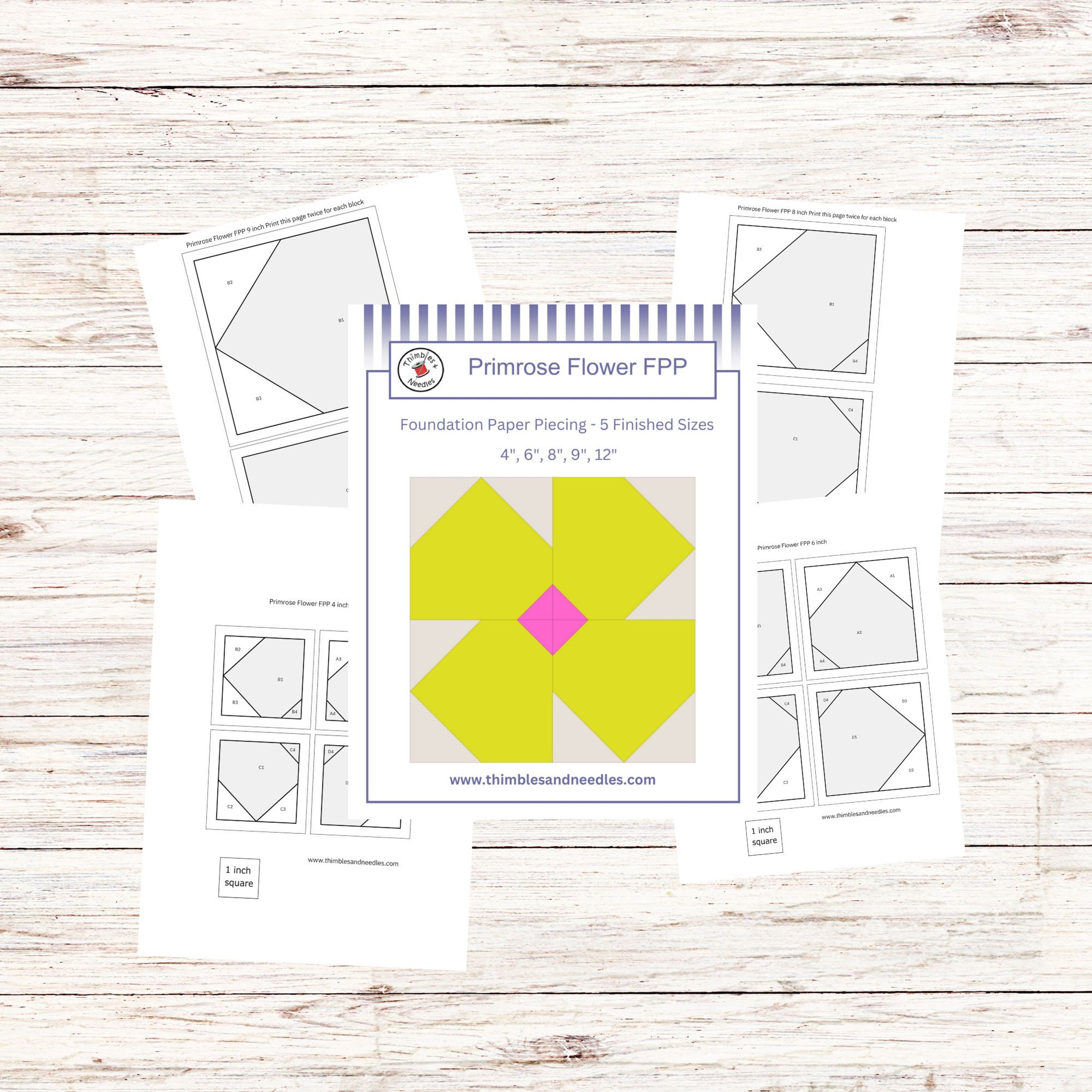 Primrose Flower FPP Foundation Paper Piecing Quilt Block Pattern ...