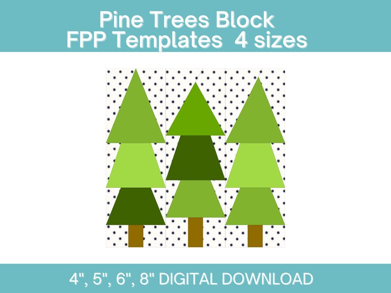 Pine Trees FPP Foundation Paper Piecing Quilt Block Pattern Digital ...