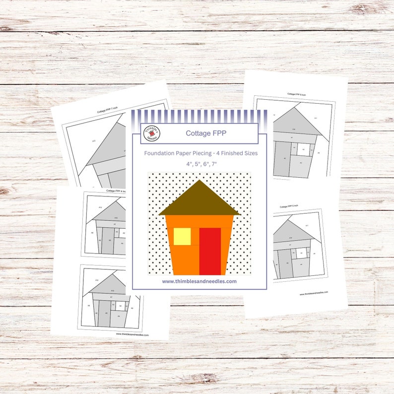 Cottage House FPP Foundation Paper Piecing Quilt Block Pattern Digital ...