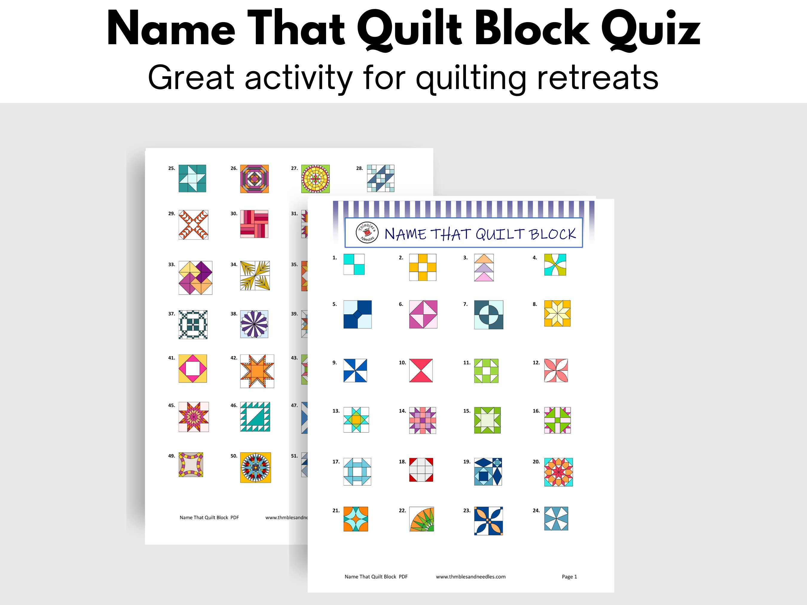 Name That Quilt Block Quiz Quilting Retreat Activity - Etsy