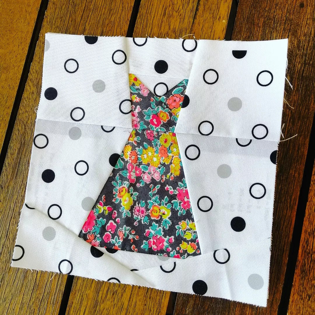 Vintage Dress FPP Foundation Paper Piecing Quilt Block Pattern Digital ...