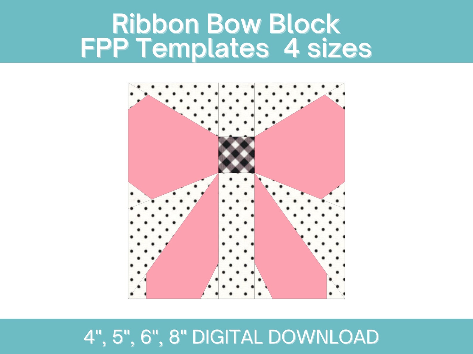 Ribbon Bow FPP Foundation Paper Piecing Quilt Block Pattern Digital ...