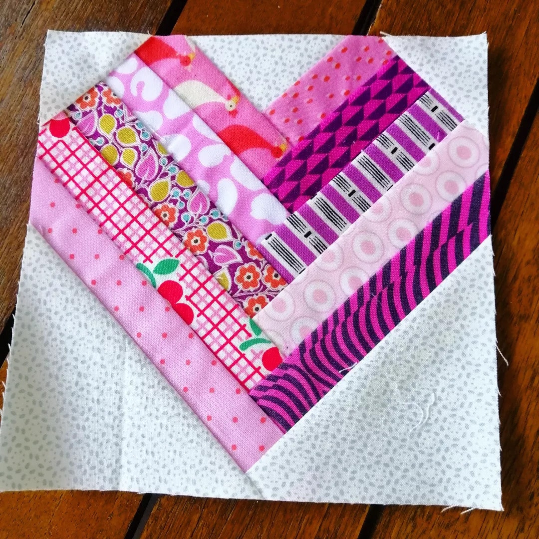 Herringbone Heart FPP Foundation Paper Piecing Quilt Block Pattern ...