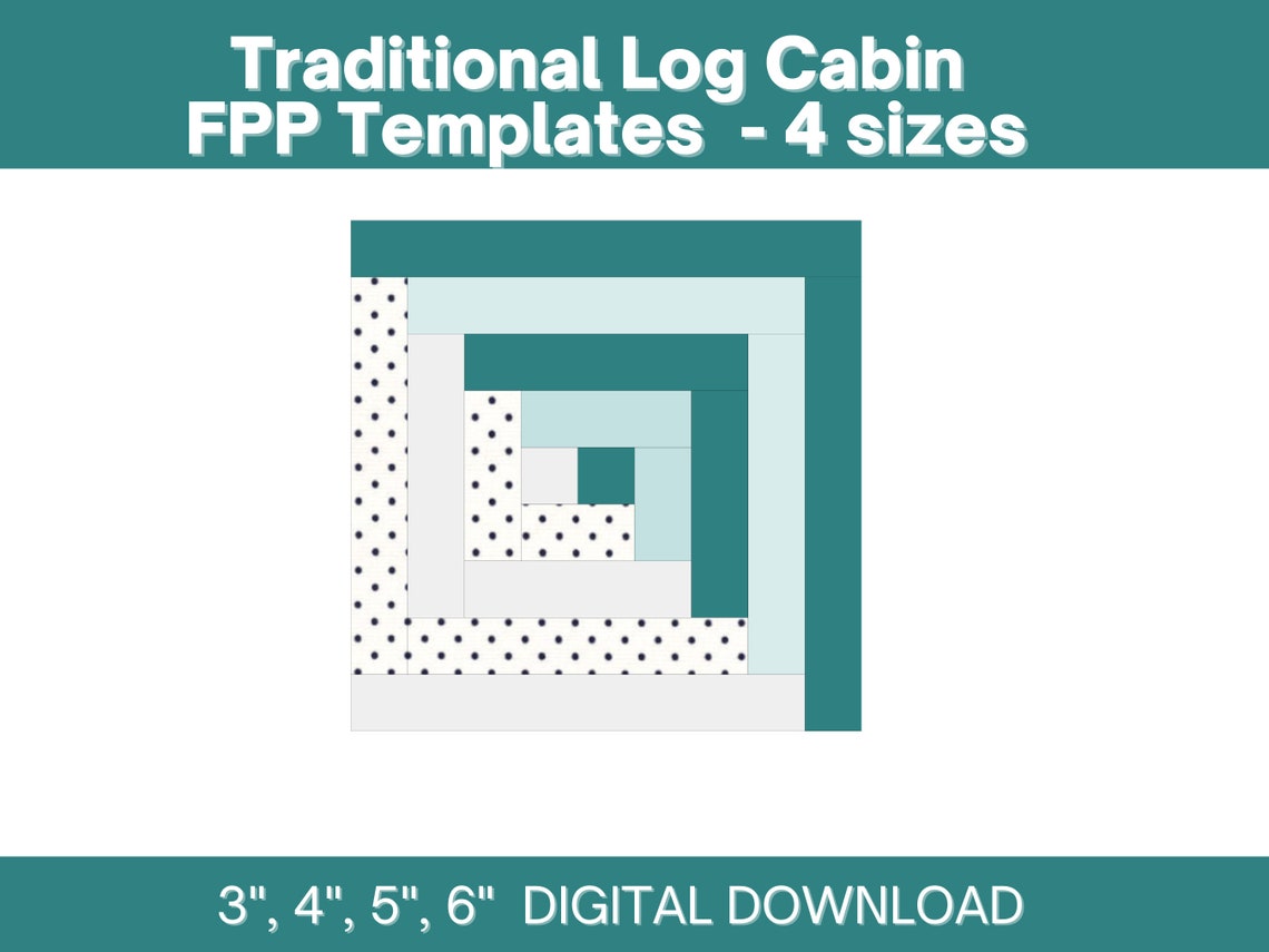 Log Cabin Foundation Paper Piecing FPP Quilt Block Pattern Digital ...