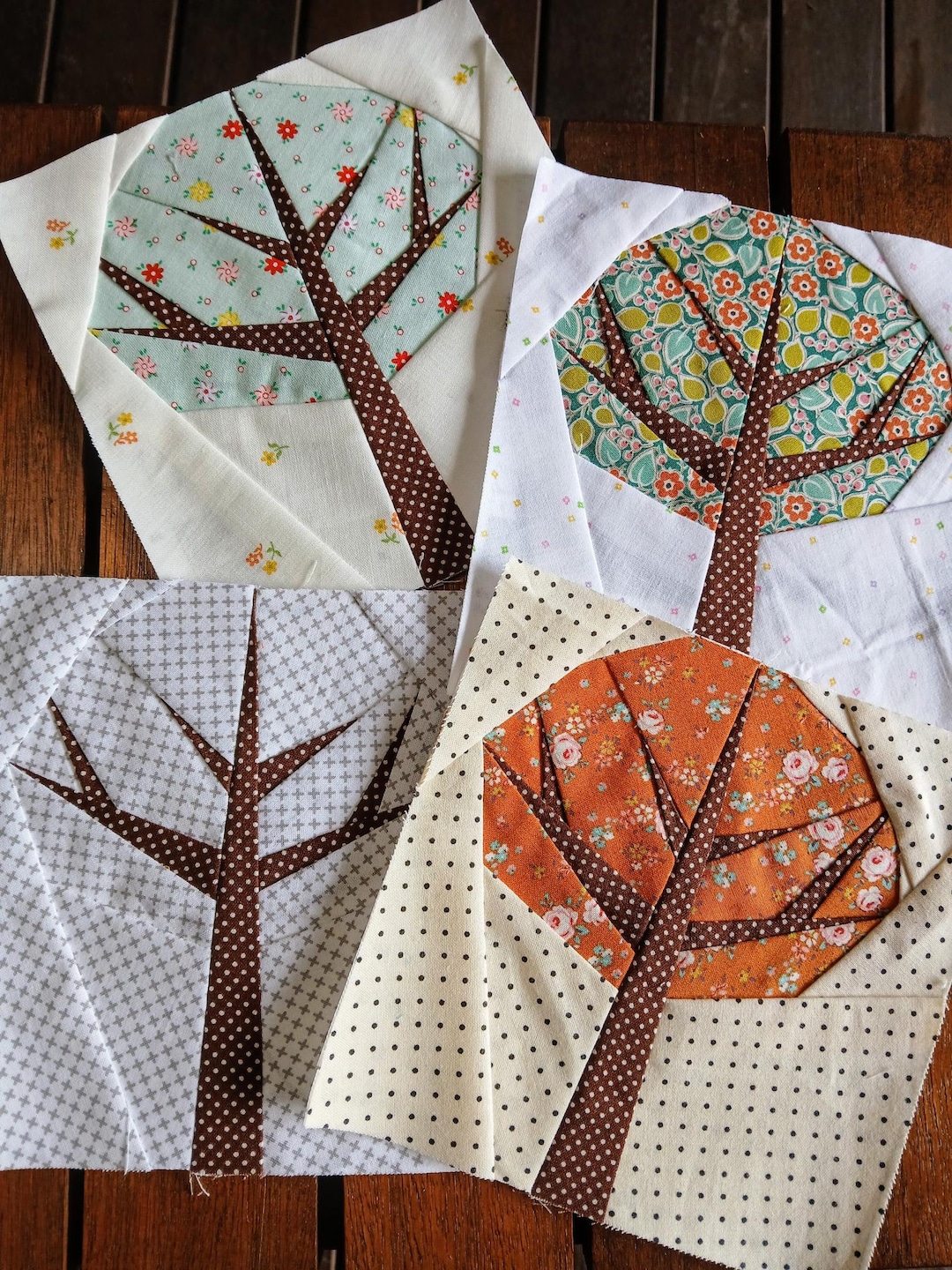 Four Seasons Tree FPP Foundation Paper Piecing Quilt Block Pattern ...