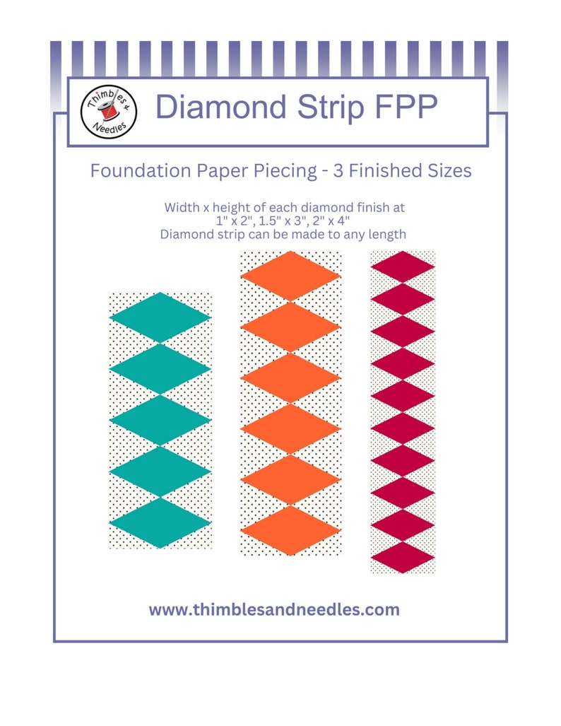Diamond Quilt Border FPP Foundation Paper Piecing Quilt Block Pattern ...
