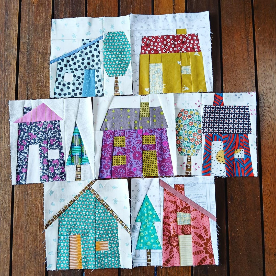 Woodland Houses and Trees FPP Foundation Paper Piecing Quilt Block ...