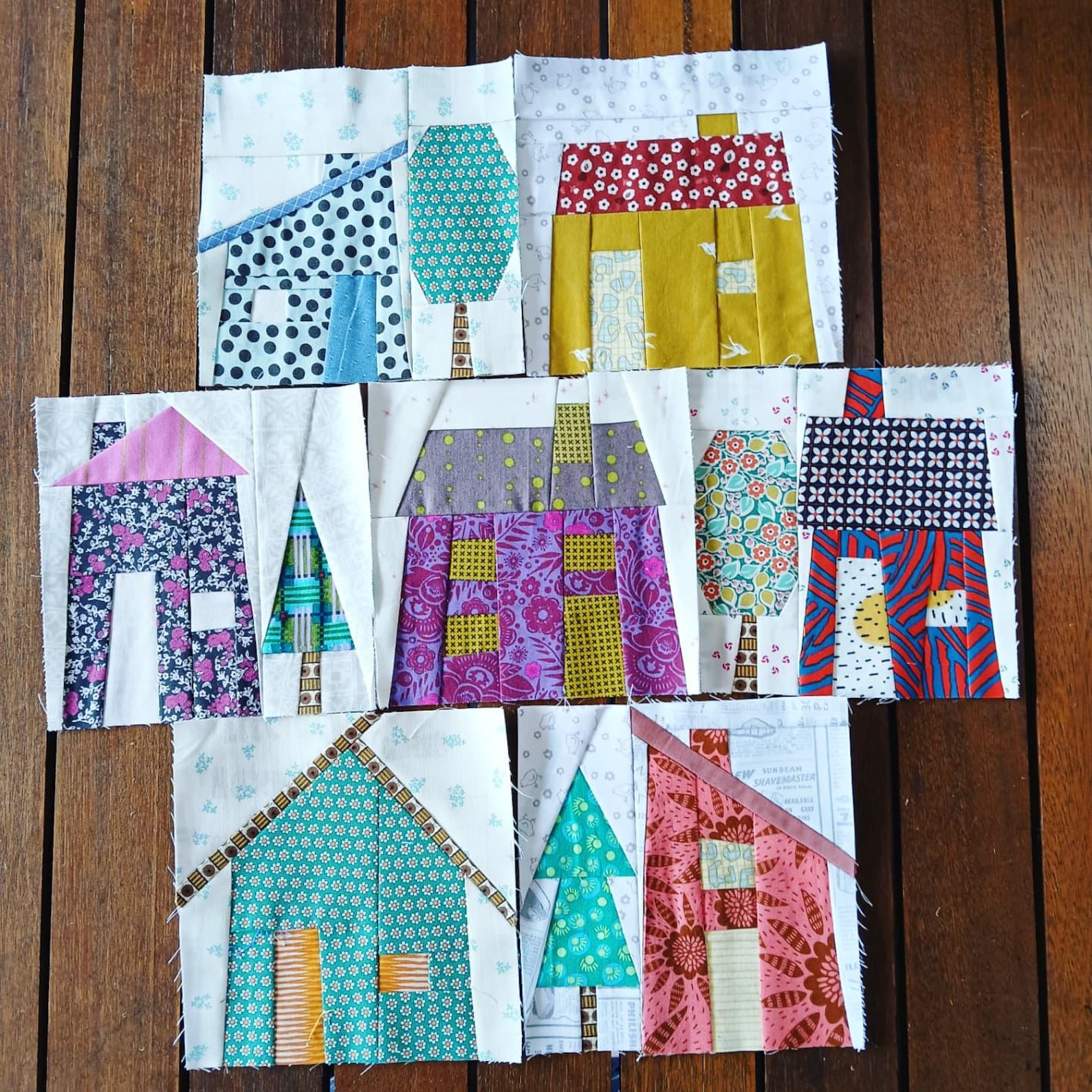 Woodland Houses and Trees FPP Foundation Paper Piecing Quilt Block ...