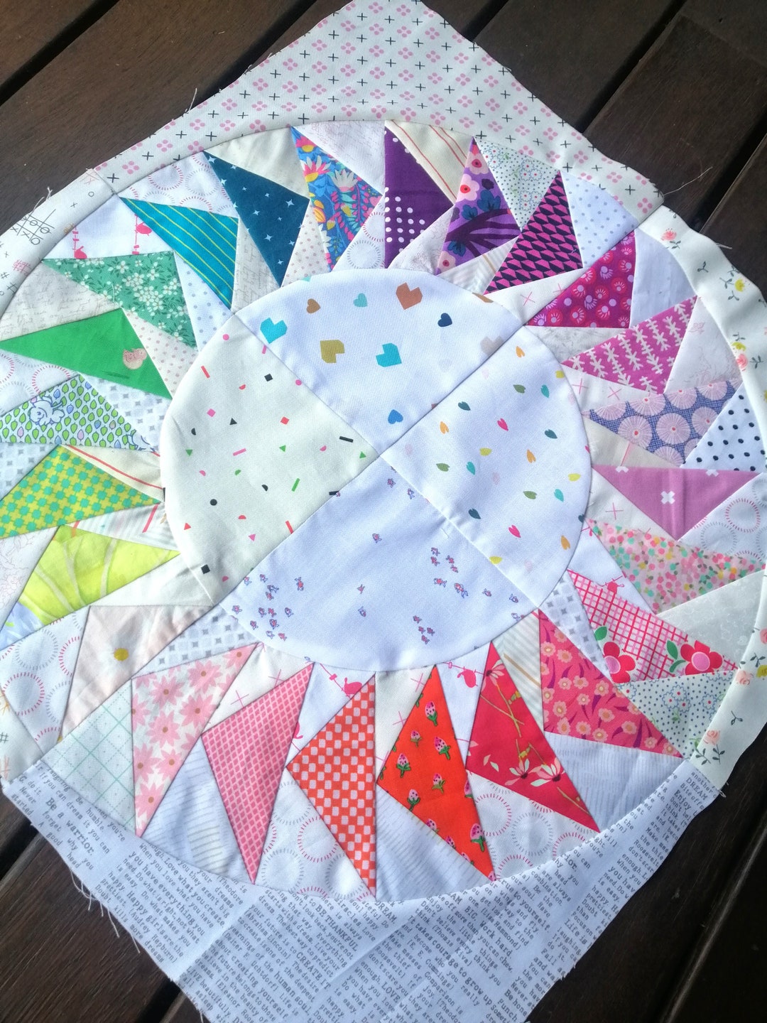 Flying Geese Circle Foundation Paper Piecing FPP Mini Quilt Block ...