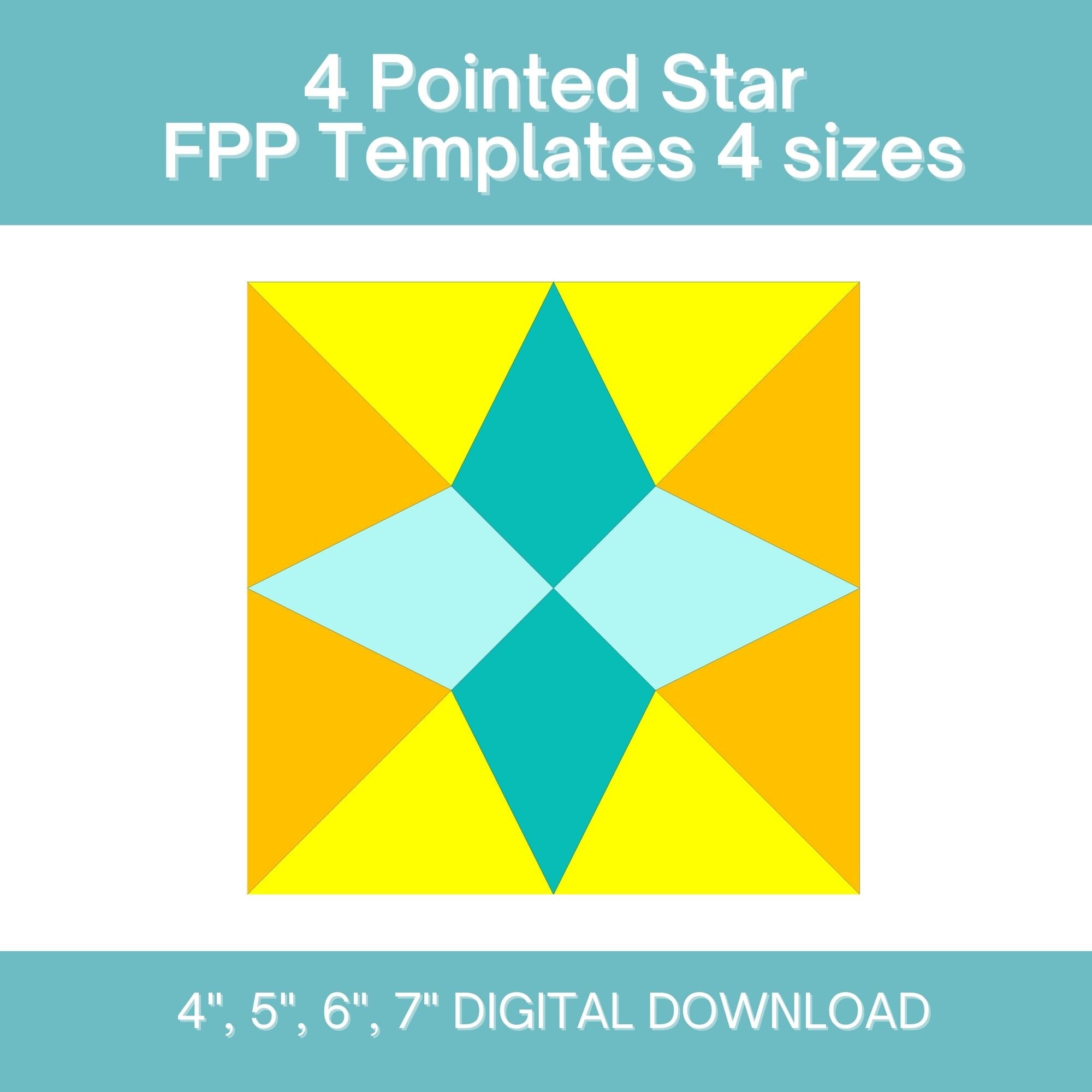 4 Pointed Star FPP Foundation Paper Piecing Quilt Block Pattern Digital ...