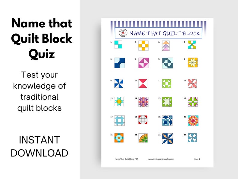 Name That Quilt Block Quiz Quilting Retreat Activity - Etsy