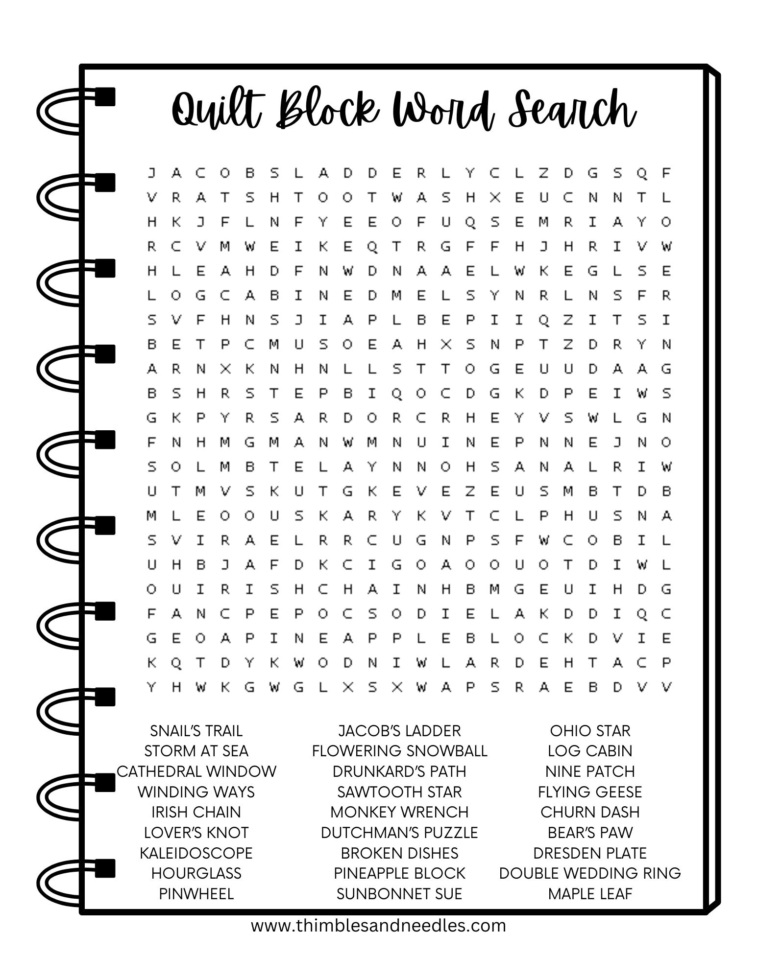 Quilting Word Search Printables Quilt Retreat Games Digital Download - Etsy
