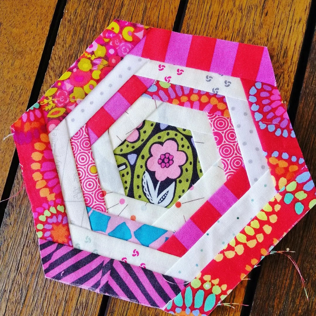 Hexagon Log Cabin FPP Foundation Paper Piecing Quilt Block Pattern ...