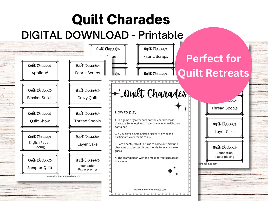 Quilt Charades Printable Digital Download Quilt Retreat Game Digital ...