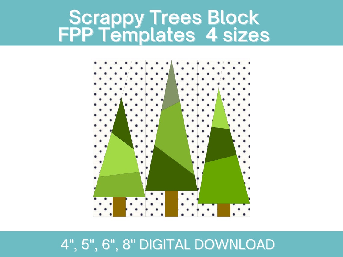 Scrappy Trees FPP Foundation Paper Piecing Quilt Block Pattern Digital ...