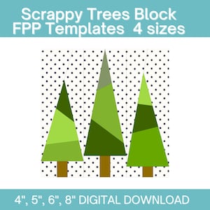 Scrappy Trees FPP Foundation Paper Piecing Quilt Block Pattern Digital ...