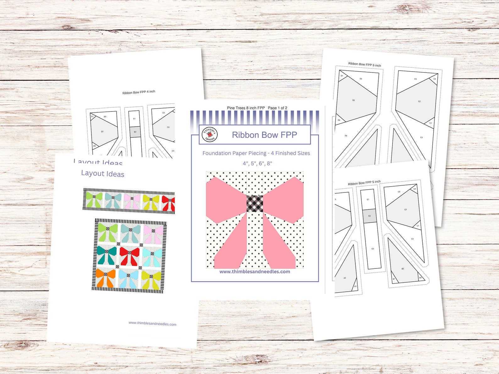 Ribbon Bow FPP Foundation Paper Piecing Quilt Block Pattern Digital ...