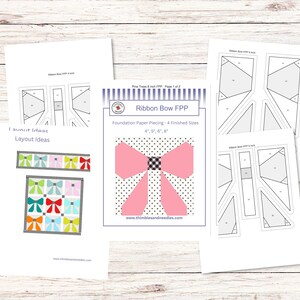 Ribbon Bow FPP Foundation Paper Piecing Quilt Block Pattern Digital ...