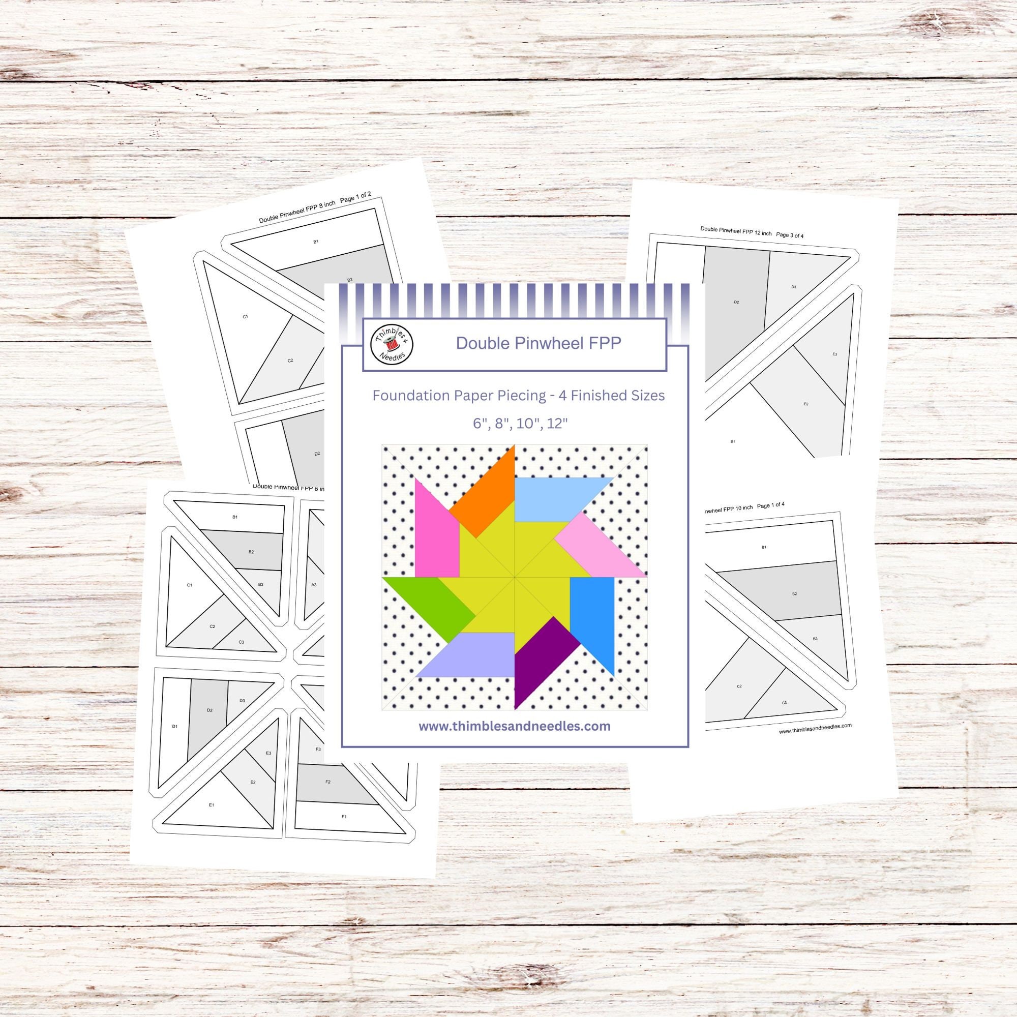 Double Pinwheel FPP Foundation Paper Piecing Quilt Block Pattern ...