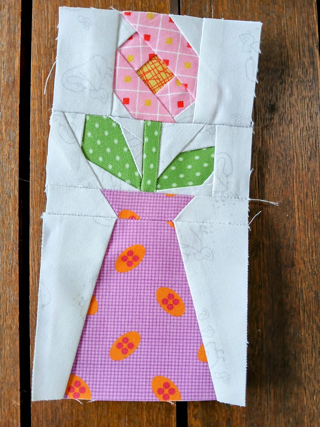 Flower in a Vase FPP Foundation Paper Piecing Quilt Block Pattern ...