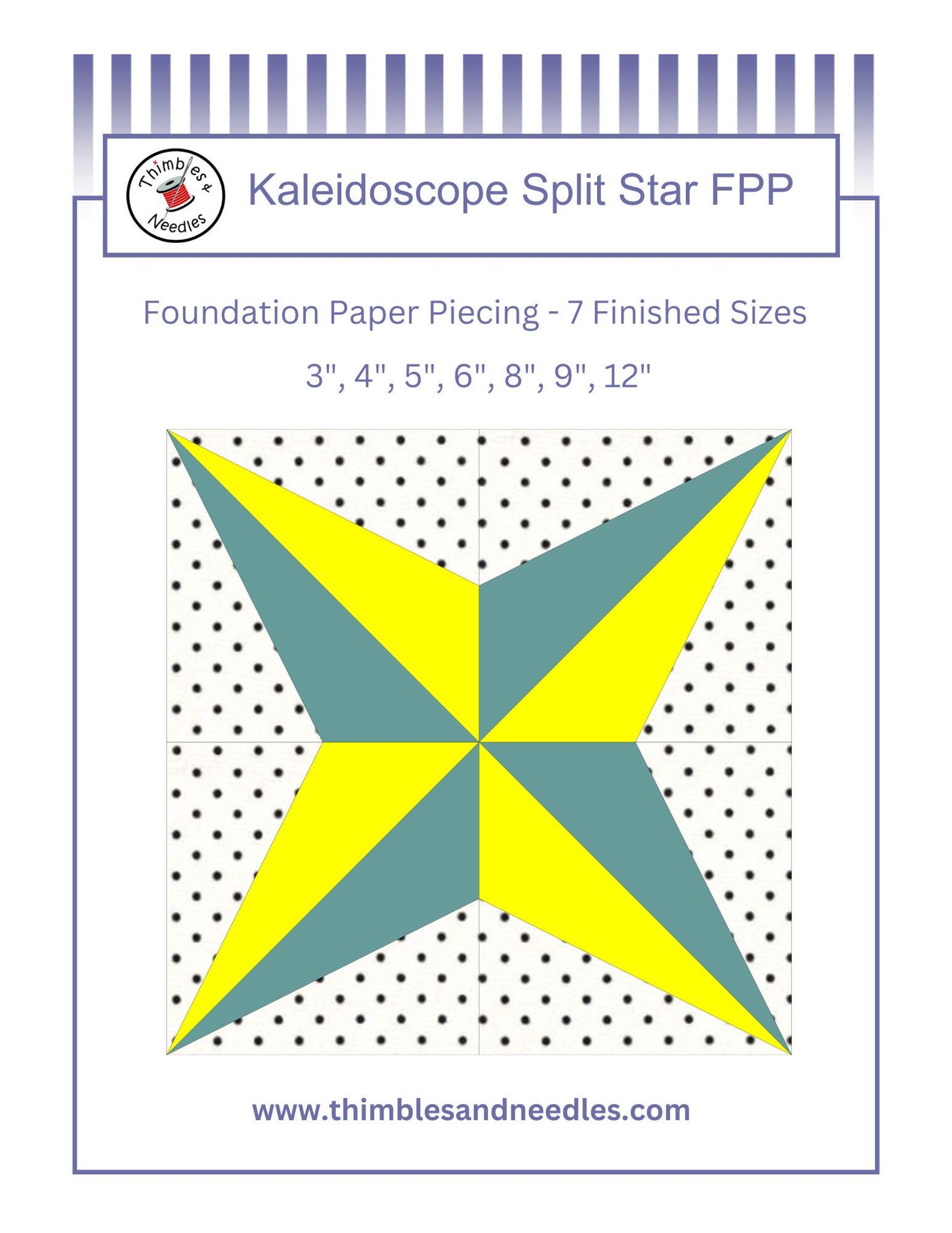 Kaleidoscope Split Star FPP Foundation Paper Piecing Quilt Block ...